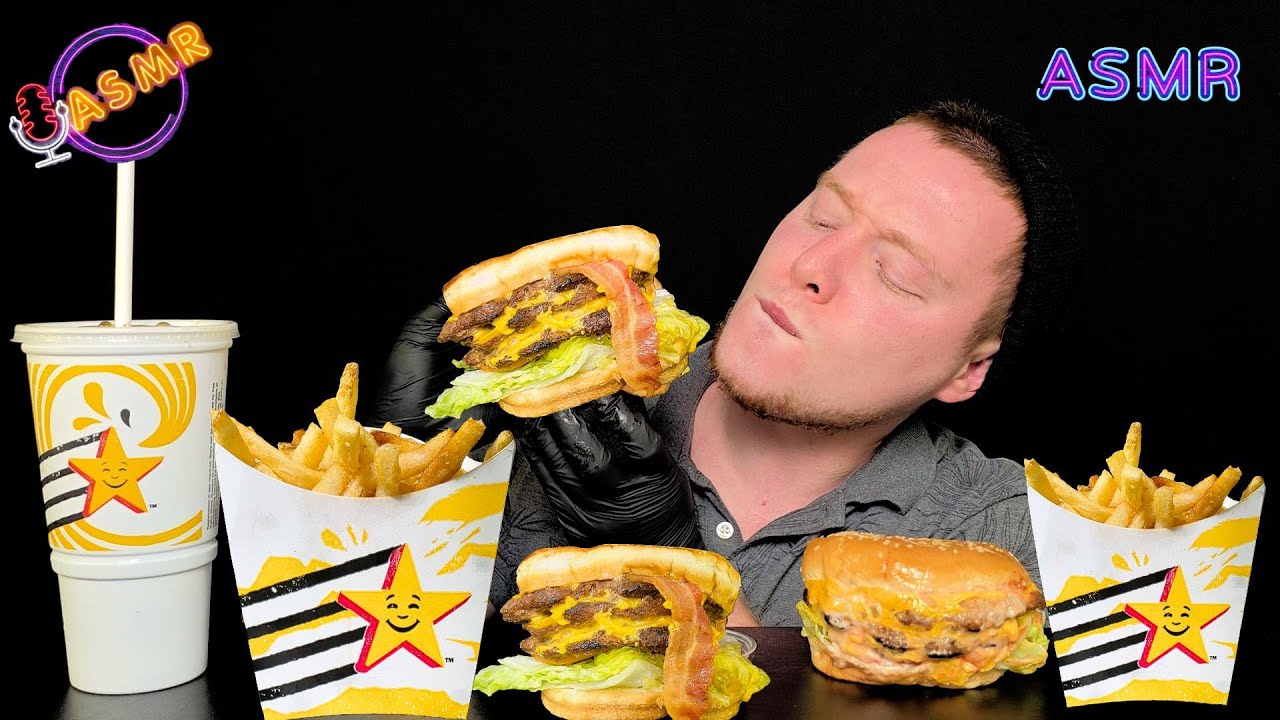 ASMR Eating Carl’s Jr. 🍔 Crunchy, Juicy, Satisfying - YouTube