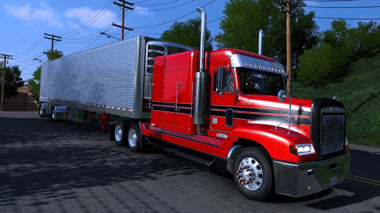 American Truck Simulator FRIGHTLINER FLD engines Cat C12 REEFER FURGÓN ...