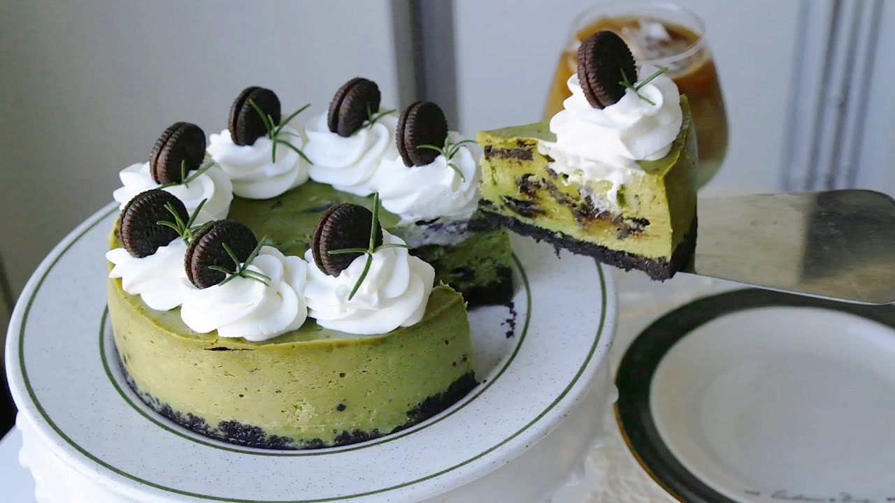 말차 오레오 치즈케이크 만들기 How to make Matcha Oreo Cheesecake 녹차 오레오 치즈케이크 레시피 ...