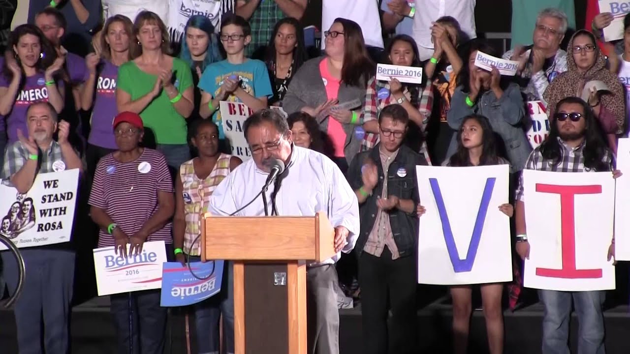 Raul Grijalva Endorses Bernie Sanders at Tucson Rally - YouTube