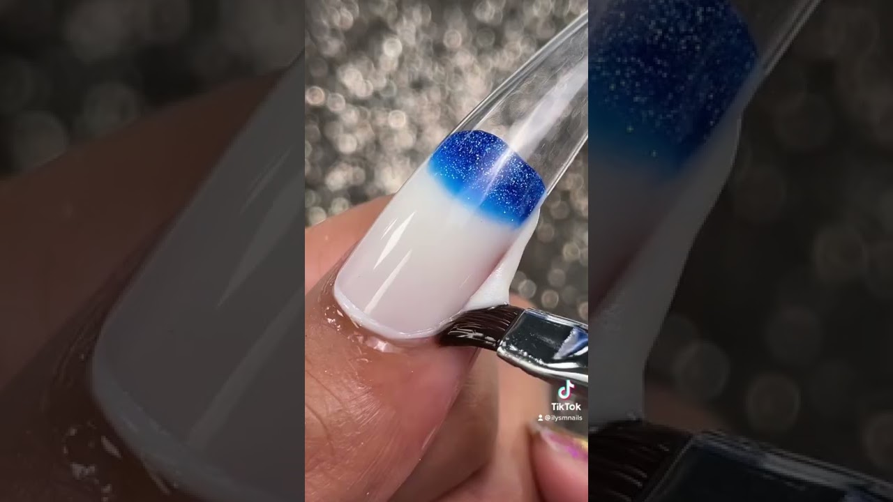 Polygel Nail Art with Blue & White 💙🤍 #nails - YouTube