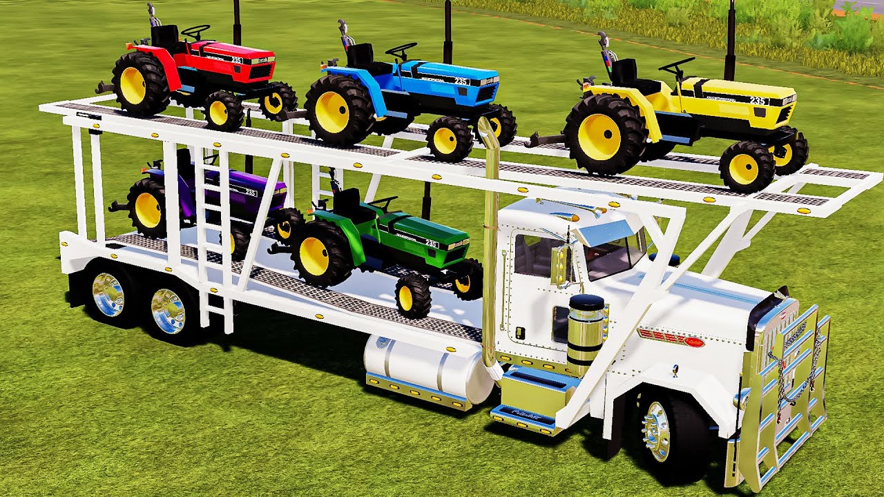 Transport of Colors! Mini Case Tractors Transportation with Loader ...