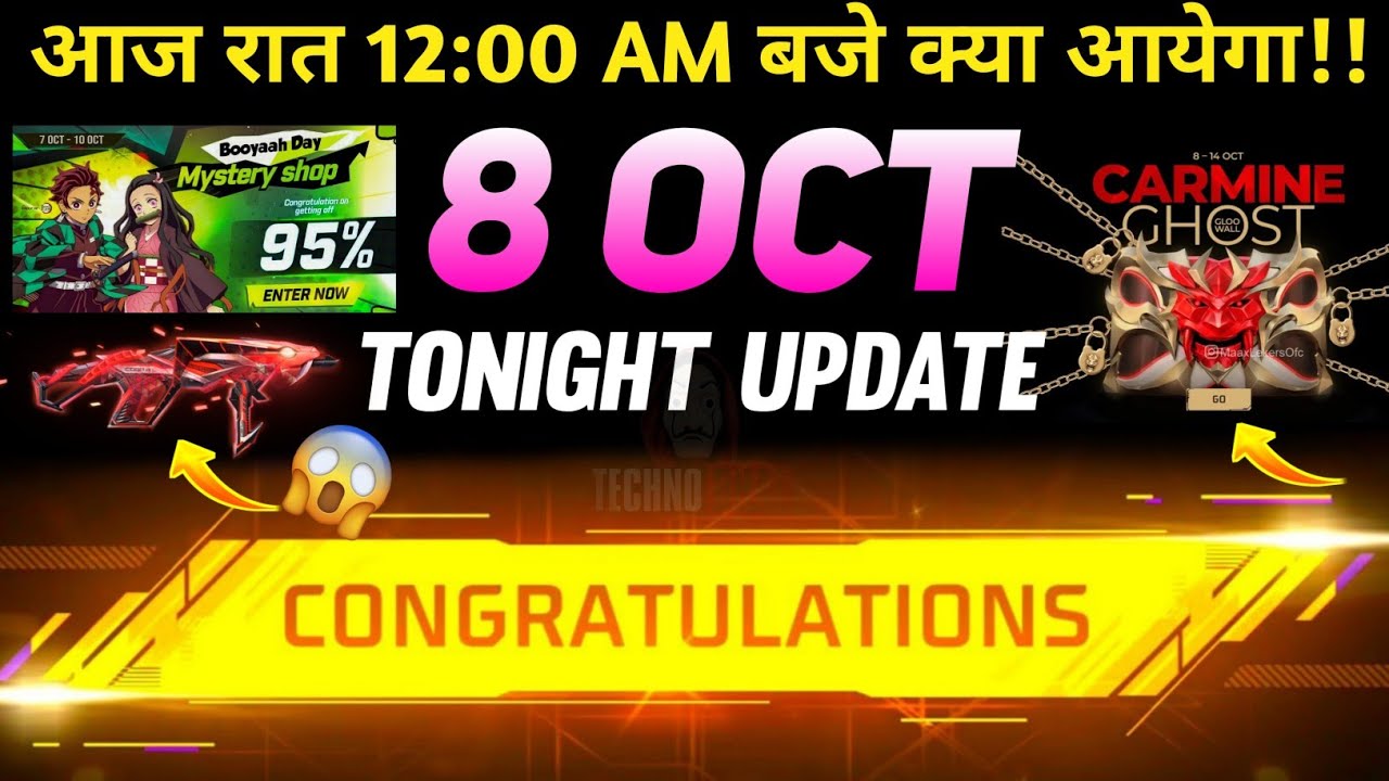 8 OCTOBER🔥FREE FIRE TONIGHT UPDATE+8 OCTOBER FREE REWARDS|FF NEW EVENT ...