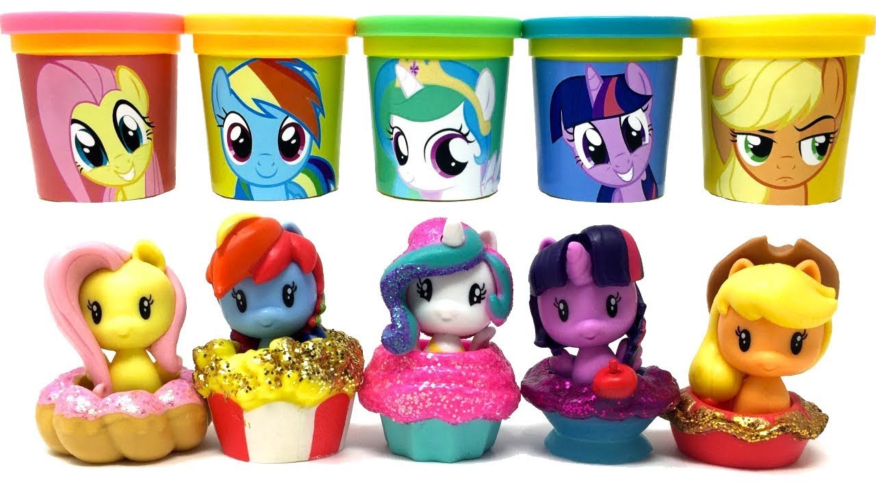 Play-Doh My Little Pony Cupcake Toys Fluttershy Applejack Rainbow Dash ...