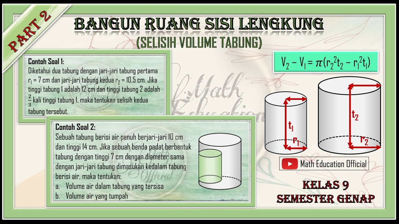 (PART 2) Selisih Volume Tabung - YouTube