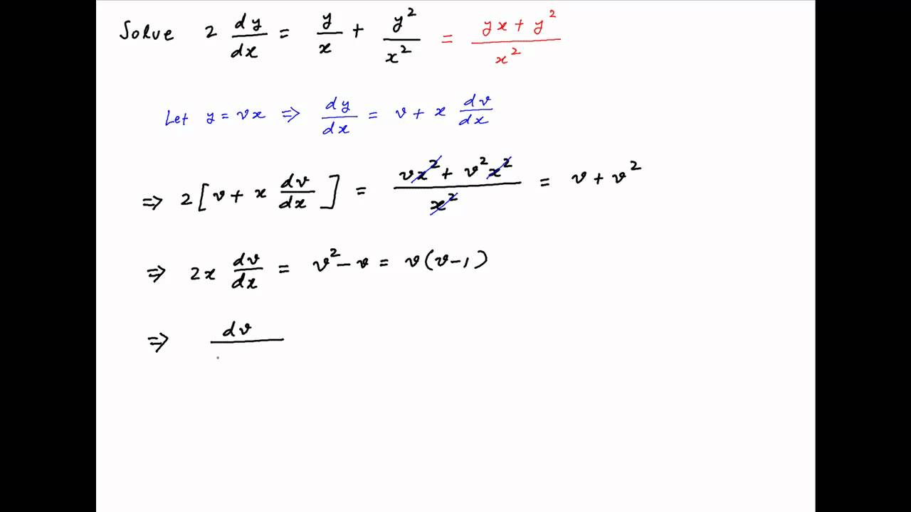 Solve The Differential Equation 2 dy dx y x Square y x YouTube