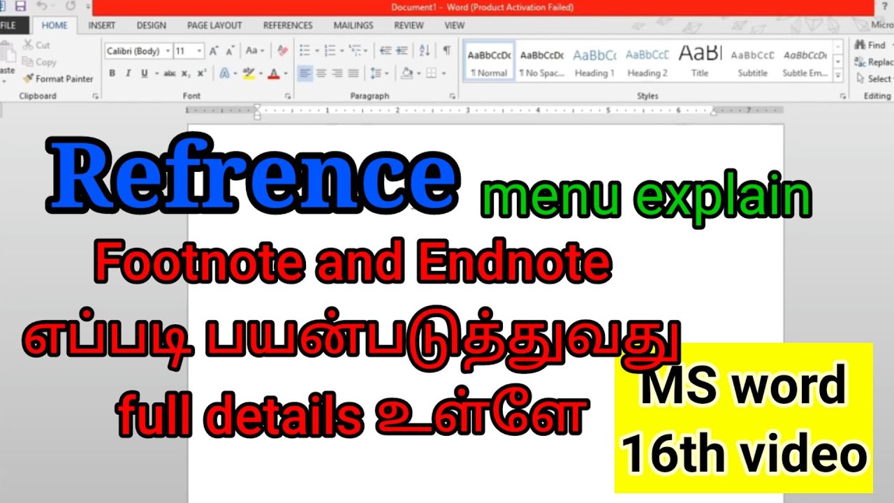 MS word explain in tamil/footnote explain in tamil/endnote explain in ...