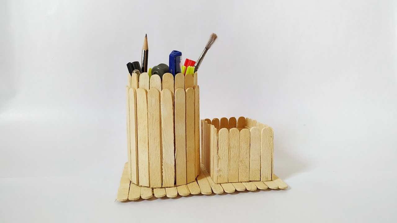 Easy and Simple Pen Holder with Ice Cream Stick | DIY Pen Stand Ideas ...