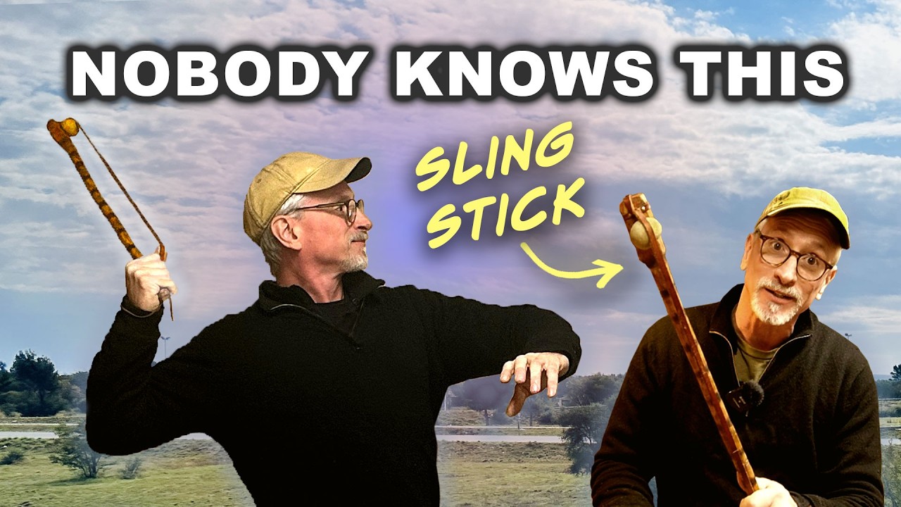 Make a Survival Sling Stick Stone-Thrower with Dug North - YouTube