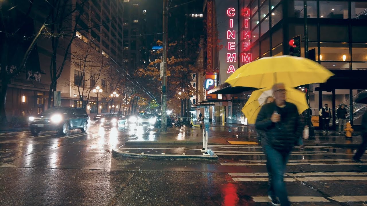 Walking In Rain At Night