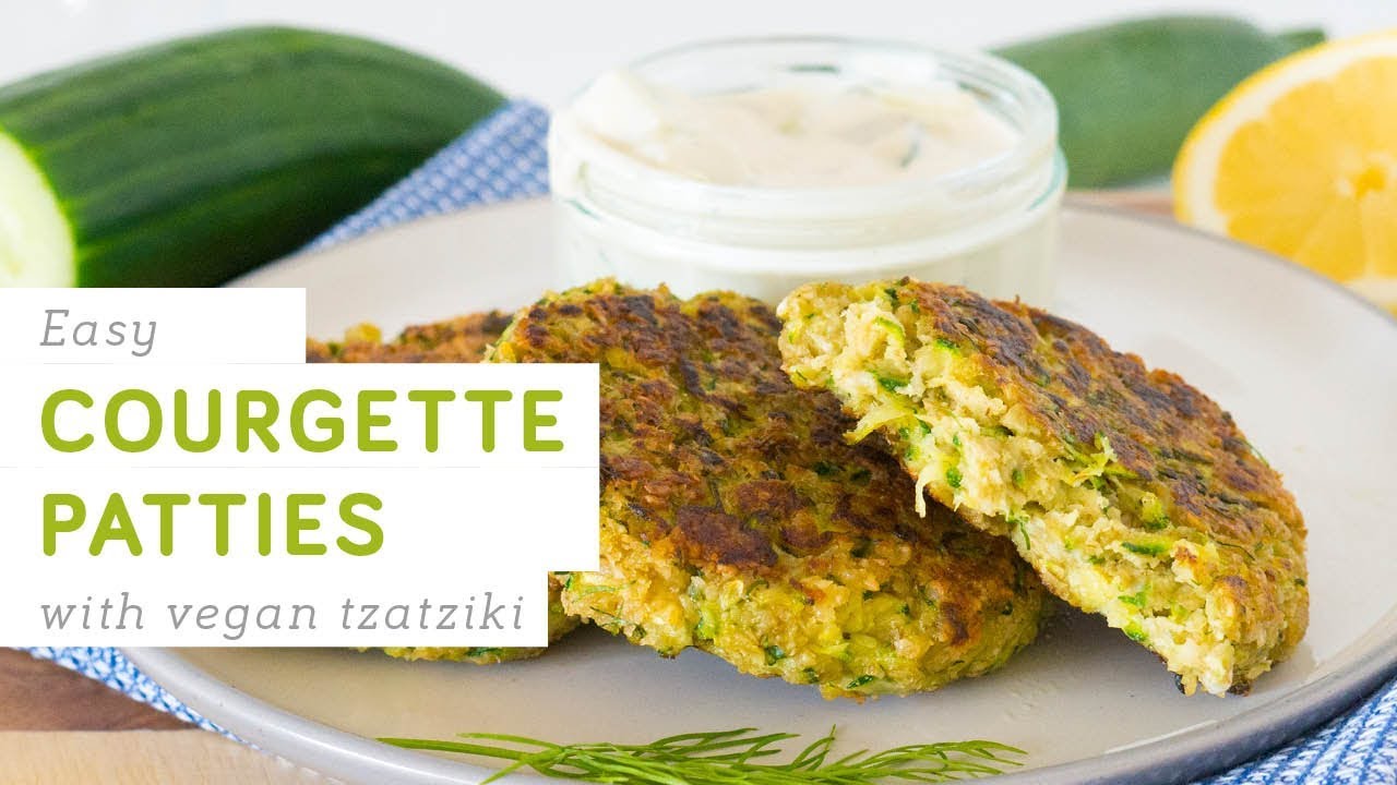 Courgette patties with vegan tzatziki - YouTube