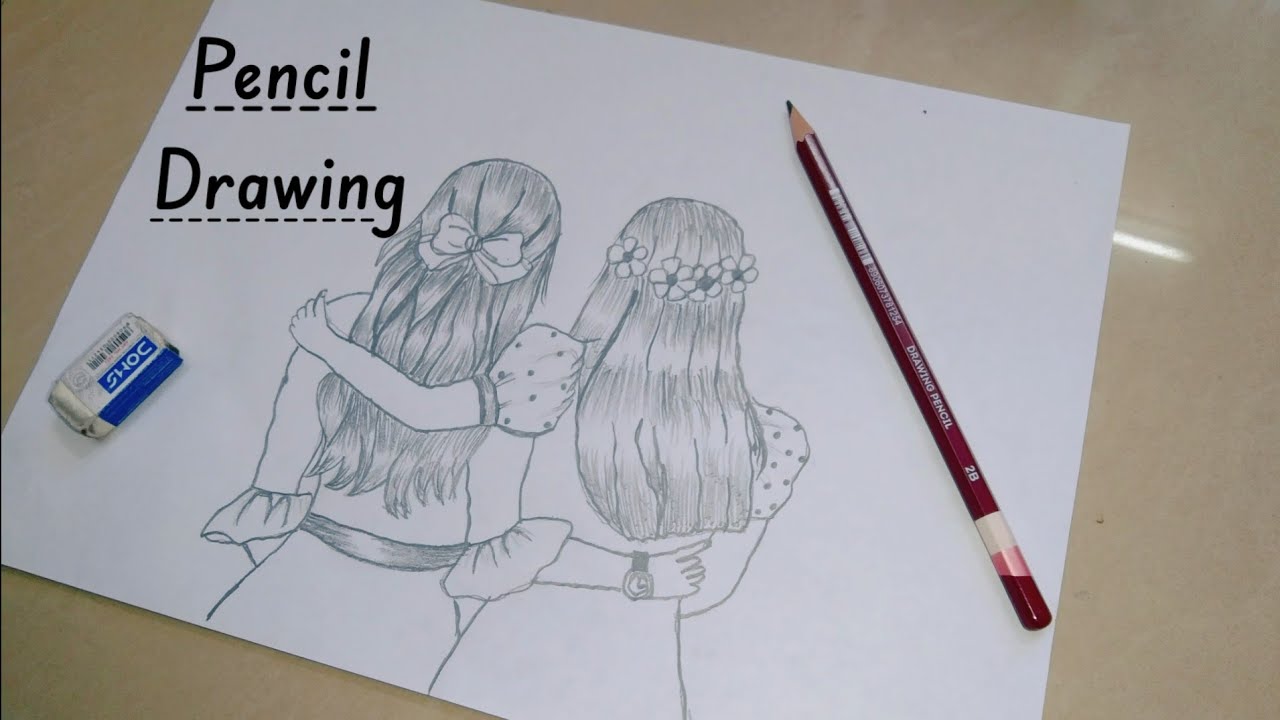 😍Two Girls Drawing || Pencil Sketching || How to make Girls Drawing ...