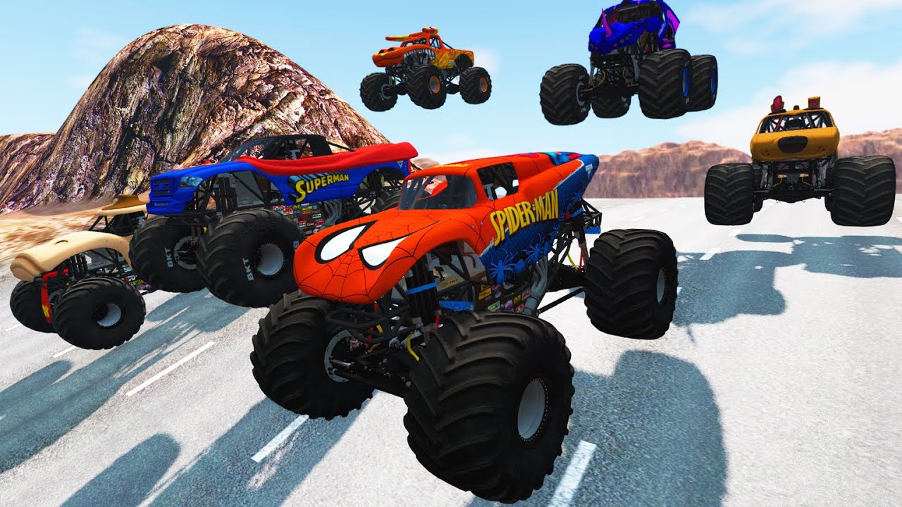 Monster Jam Trucks Stunts Freestyle and Crashes - YouTube