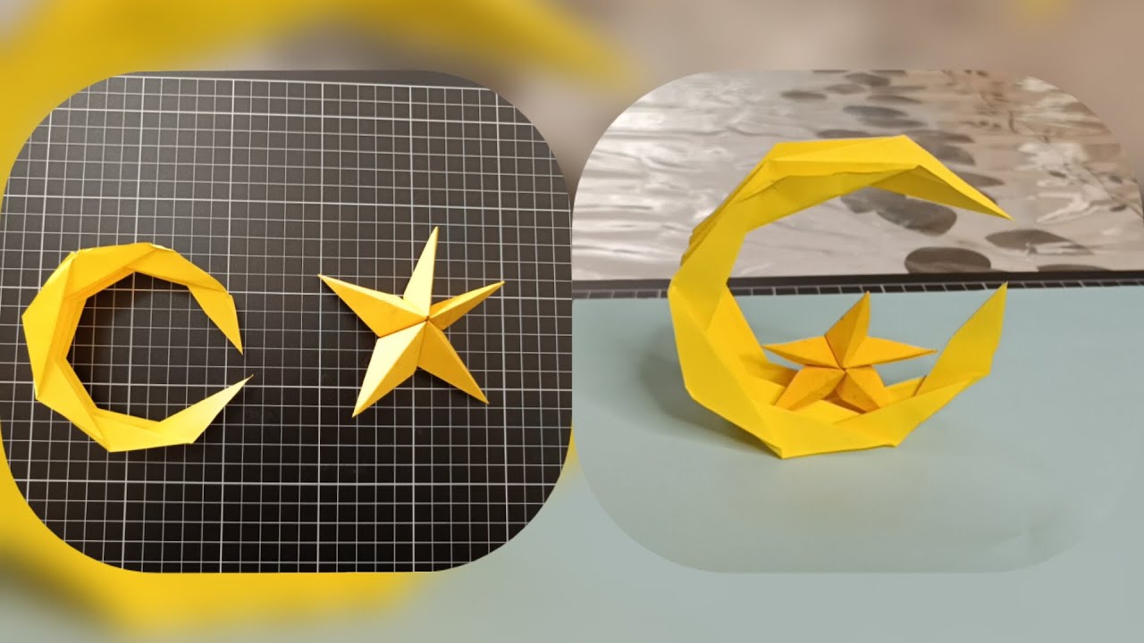 Origami Moon with Star ⭐/ How to make a Paper Moon 🌙/ Easy paper Moon ...