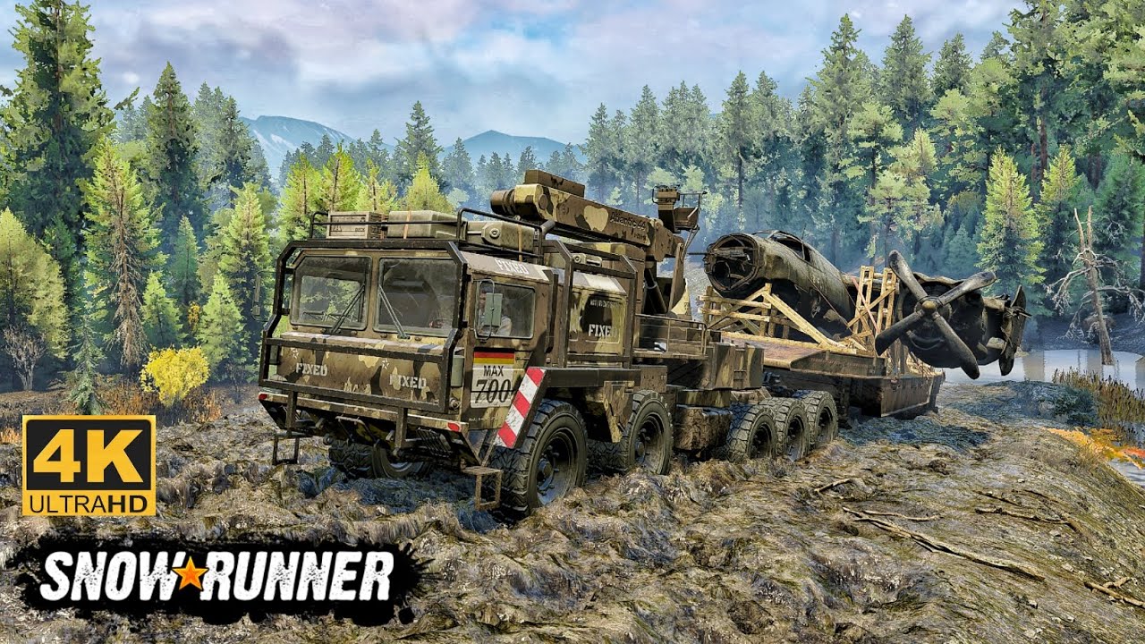 MAN Offroad Truck Towing a Plane on Mudding Road In SnowRunner Season ...