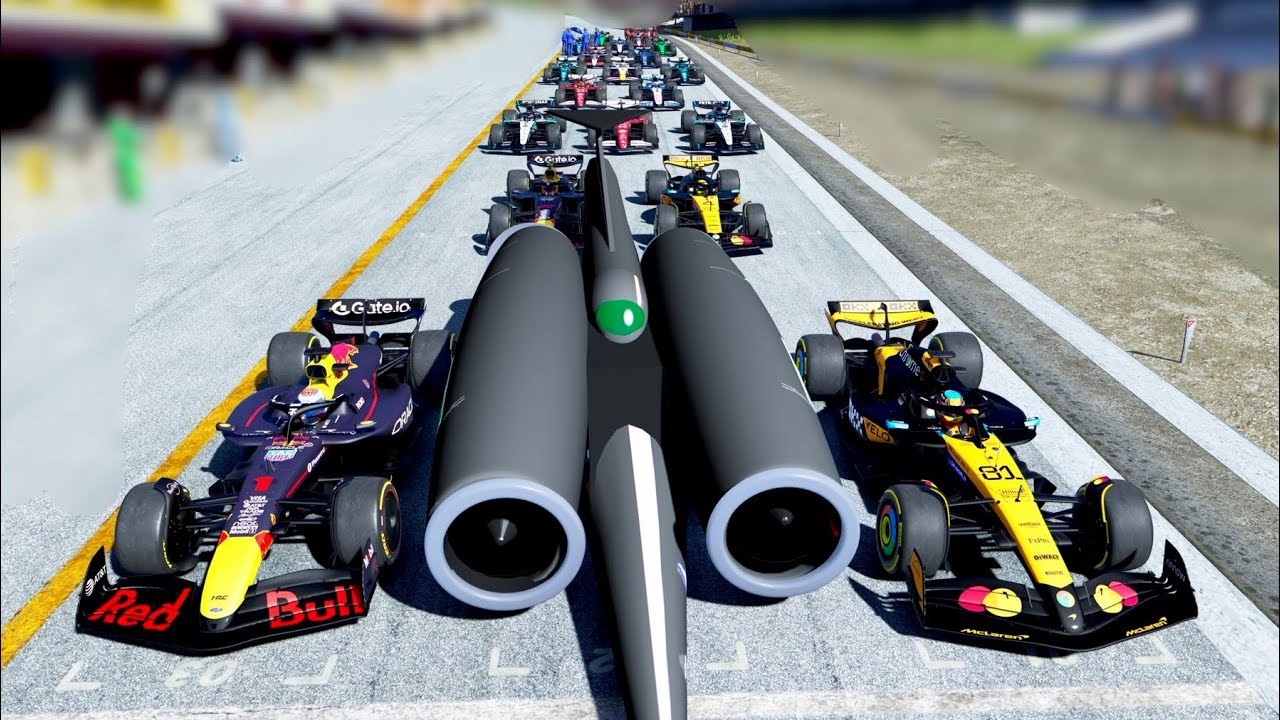 Thrust SSC vs All F1 2025 Cars at Special Stage Route - YouTube