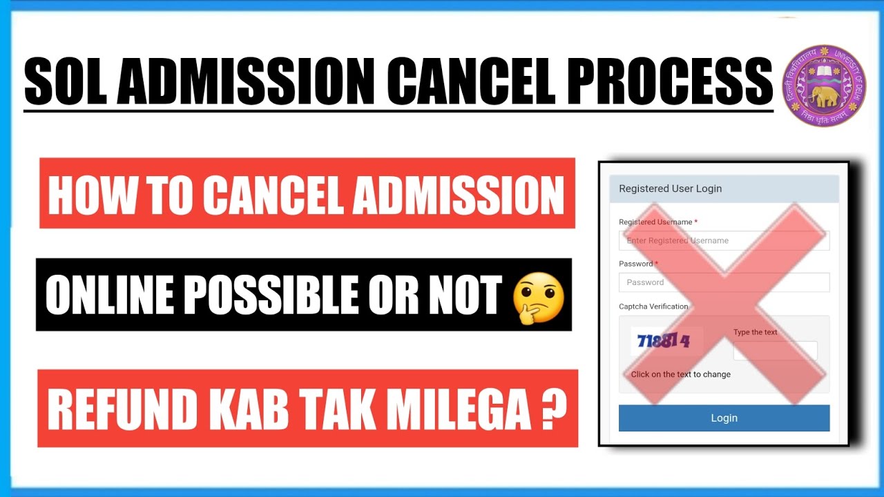 How to Cancel Sol Admission 2023 II Sol Admission Cancel Process 2023 II Documents & Refund Time ...