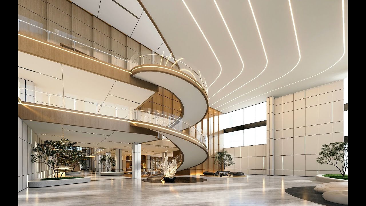 CGSOREAL - Large Space Office Building Interior D5 Render - YouTube