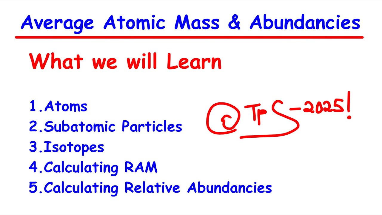 AVERAGE ATOMIIC MASS & PERCENTAGE ABUNDANCIES - YouTube
