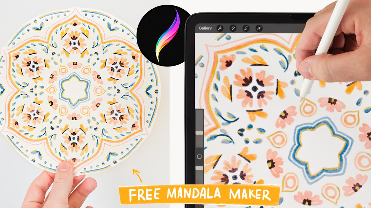 How to draw Mandalas in procreate (the easy way). FREE mandala maker tool for procreate - YouTube