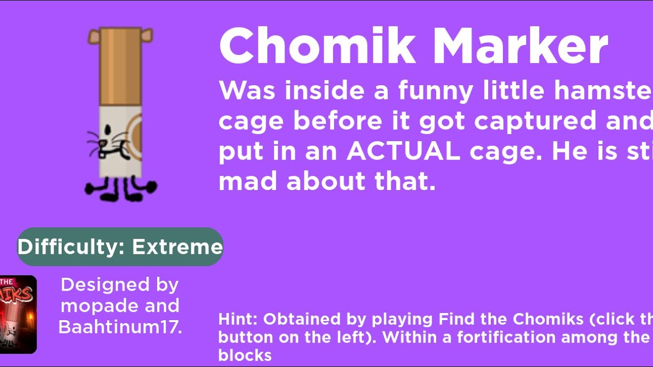 How To Get The “Chomik Marker” | Find The Markers #roblox # ...