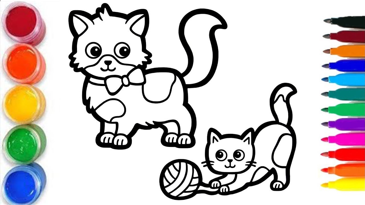 How to Draw a Cat & Kitten Easy for kids / DRAWING A CUTE BABY KITTEN ...