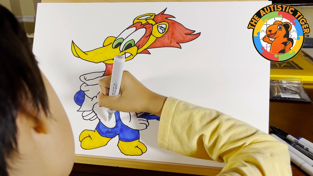 9yo Autistic Savant Draws - Woody Woodpecker - YouTube