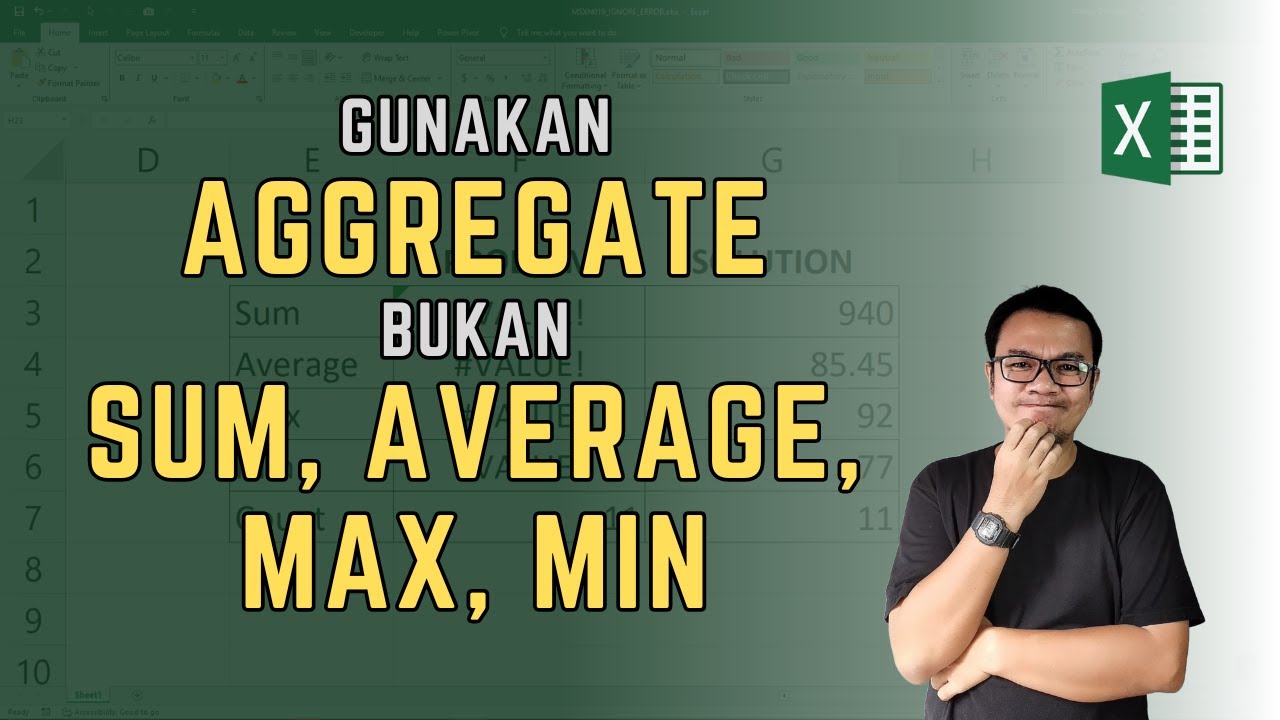 Jangan Pakai SUM, AVERAGE, MAX dan MIN saat Ada Data yang Error, Gunakan AGGREGATE saja! - YouTube