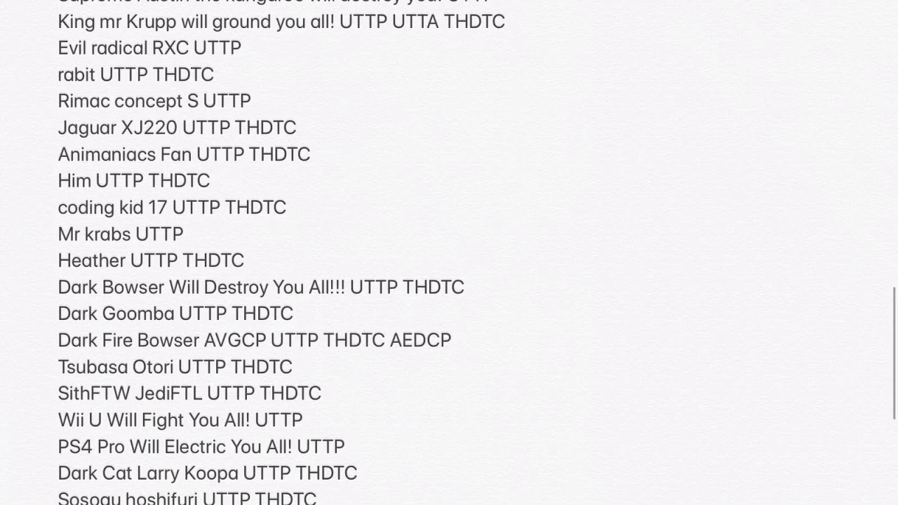 8 UTTP users are added to the list, 1 UTTP user change his name, and 1 ...