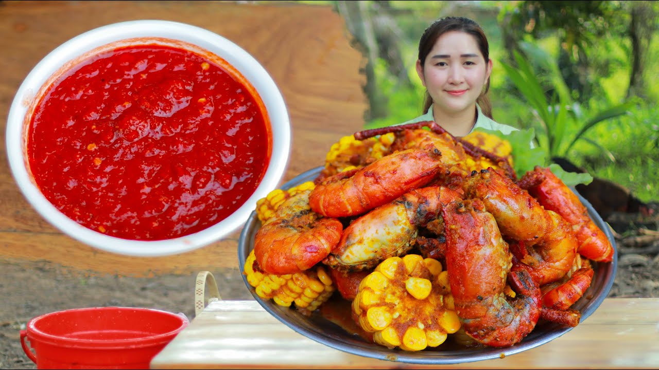 River Prawn Red Curry Yummy Recipe - Curry River Prawn - YouTube