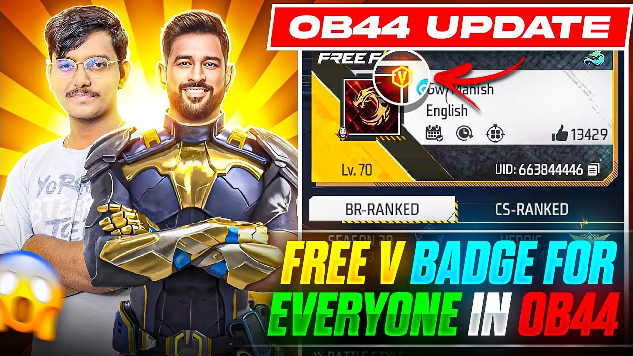 OB44 UPDATE V BADGE FOR EVERYONE😍🔥ll FREE FIRE NEW EVENT ll FREE FIRE ...