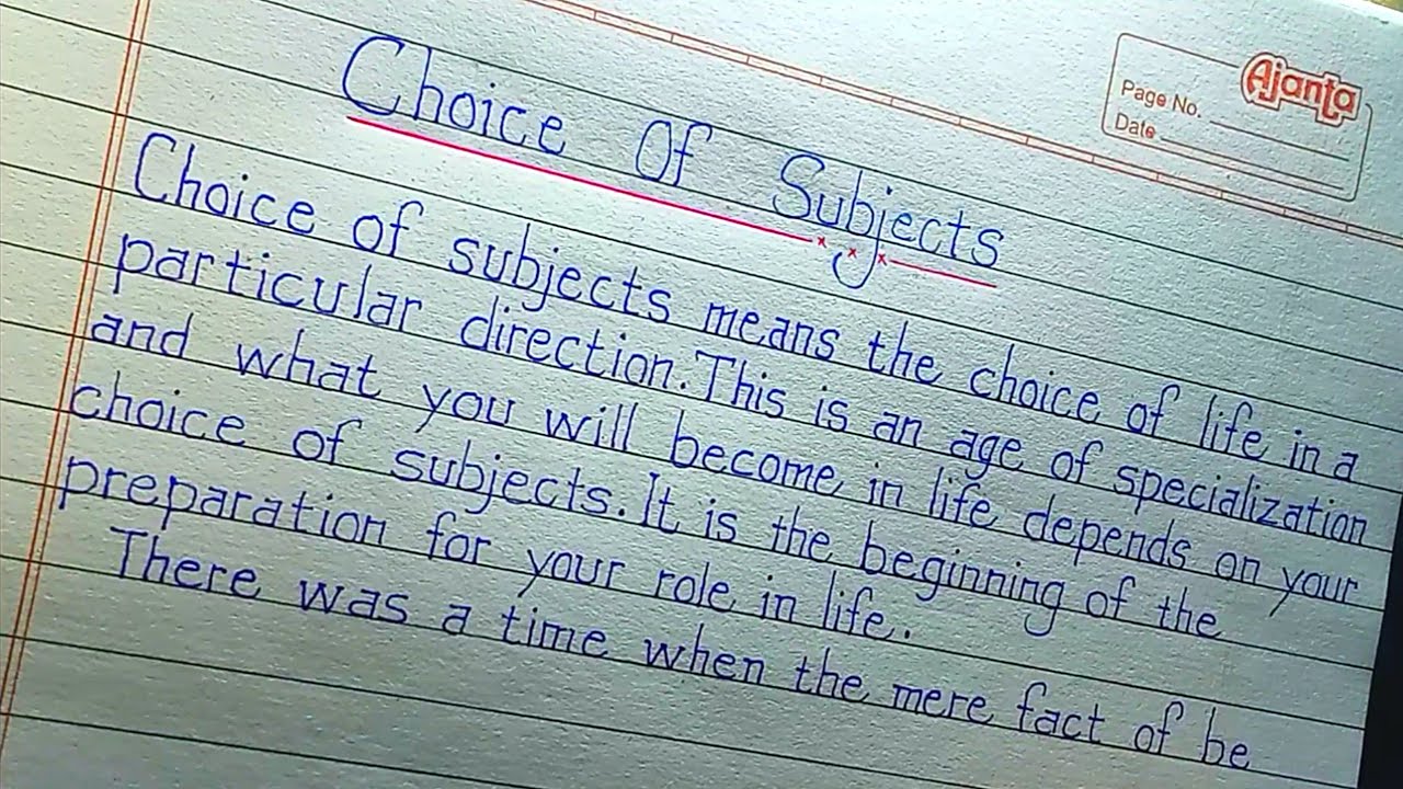 Choice Of Subjects Essay in English || Paragraph || Choice of subject ...