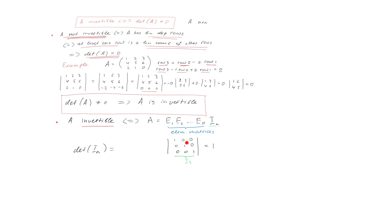8-5 - Determinant and invertibility - YouTube