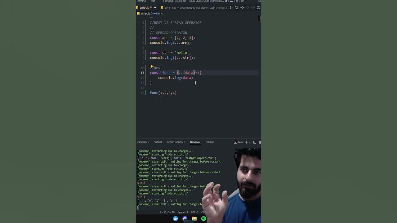 difference between rest and spread operator in javascript - YouTube