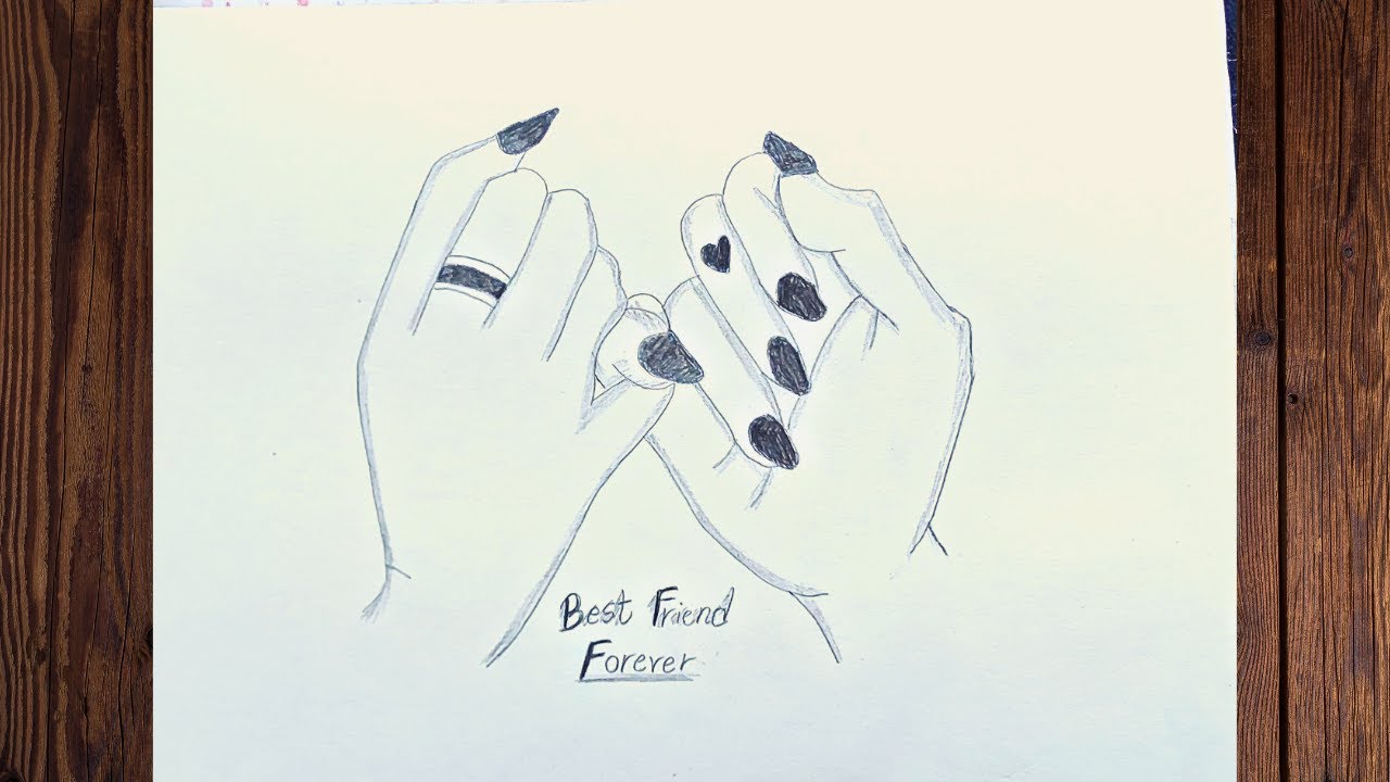 Best Friends Friends Holding Hands Drawing at Sandra Downs blog
