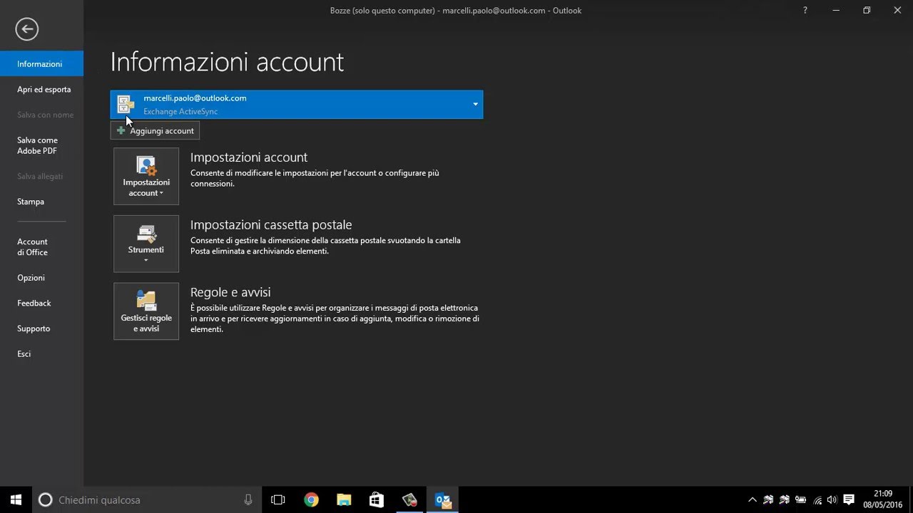 Come configurare Outlook 2016 per PEC Poste Italiane (postecert) - YouTube