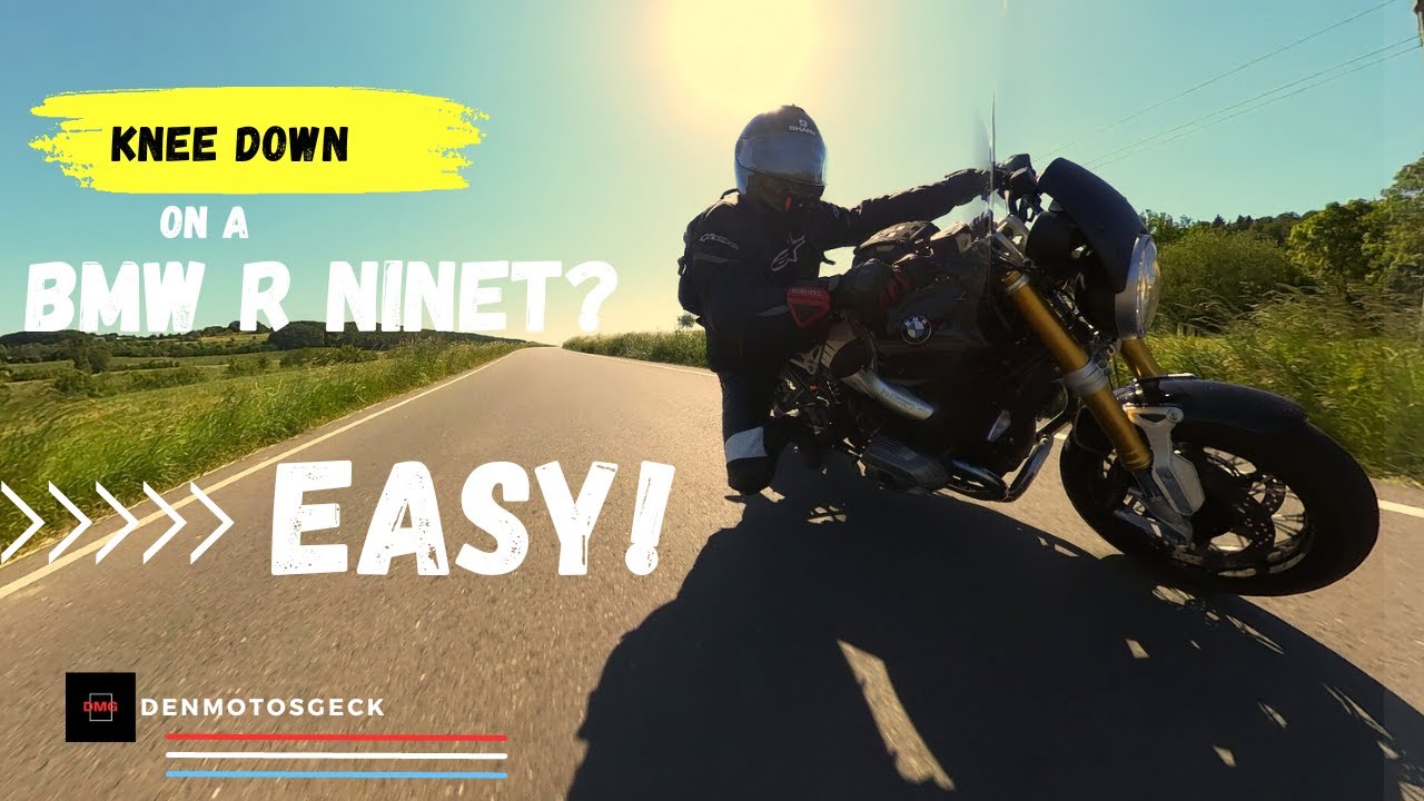 BMW R NineT E3 cornering, hang off & knee down - YouTube