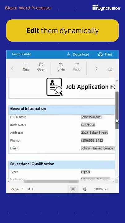 Create Fillable Forms using Form Fields in Blazor Word Processor - YouTube