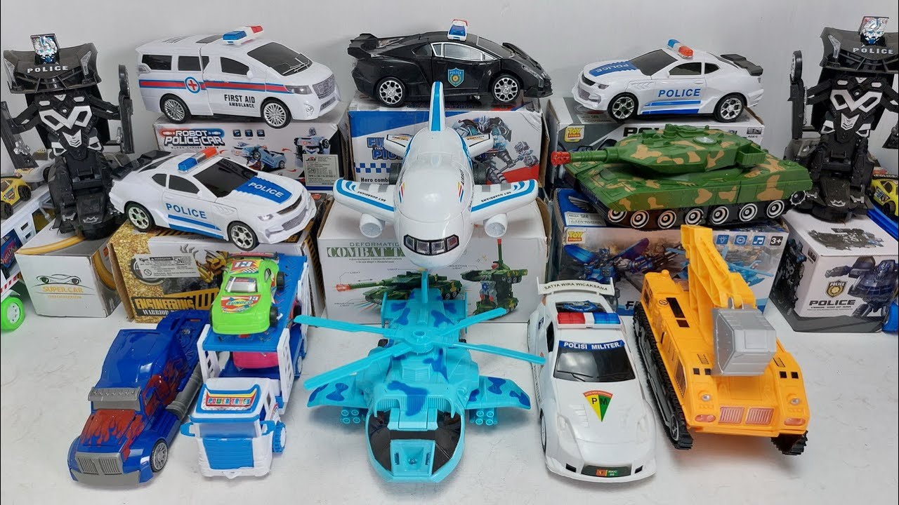Mobil Mobilan Jadi Robot, Unboxing Mobil Mobilan Polisi, ambulance ...