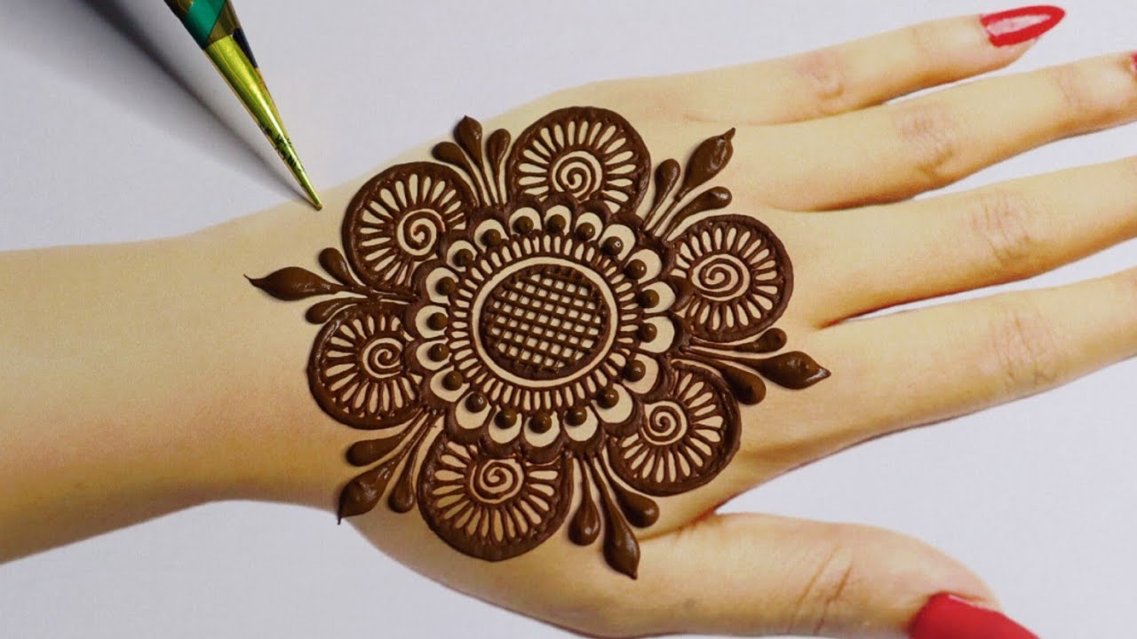 Easy Beautiful Gol Tikki Mehndi design| Latest Mehndi designs for ...