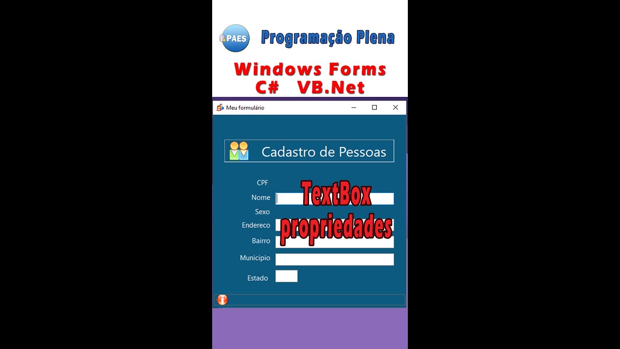 Principais Propriedades Do Windows Forms Para C E VB Net Principais Propriedades Do Windows Forms Para C E VB Net