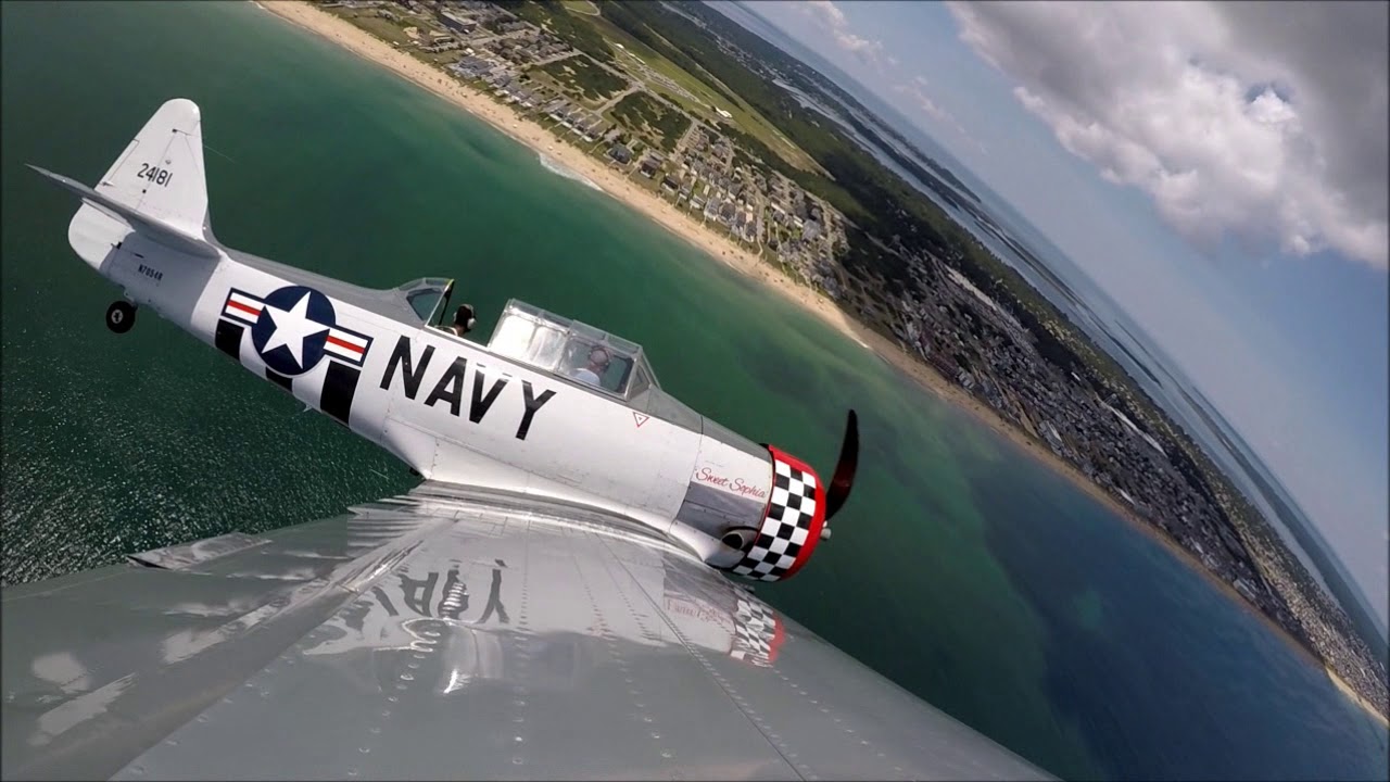 OBX Air Tours: Darnel flys in at T6 Texan over the Outer Banks! - YouTube
