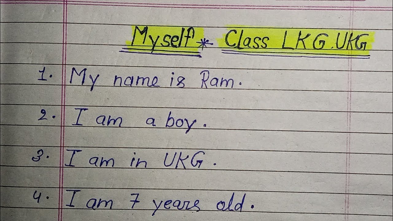 Essay On Myself || how to write My myself for class LKG and UKG 5 lines ...