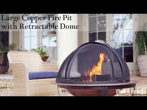 Large Copper Fire Pit with Retractable Dome