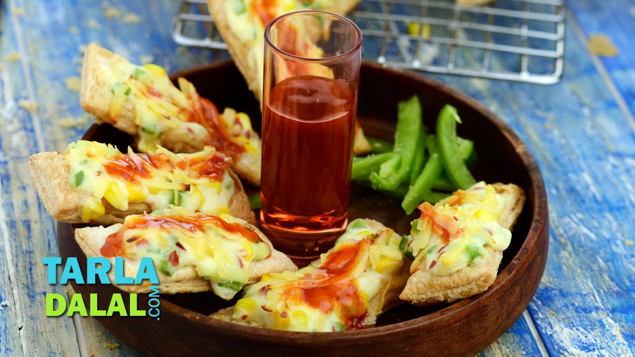 Cheesy Puffs (Quick), Baked Khari Biscuits with Cheese by Tarla Dalal ...