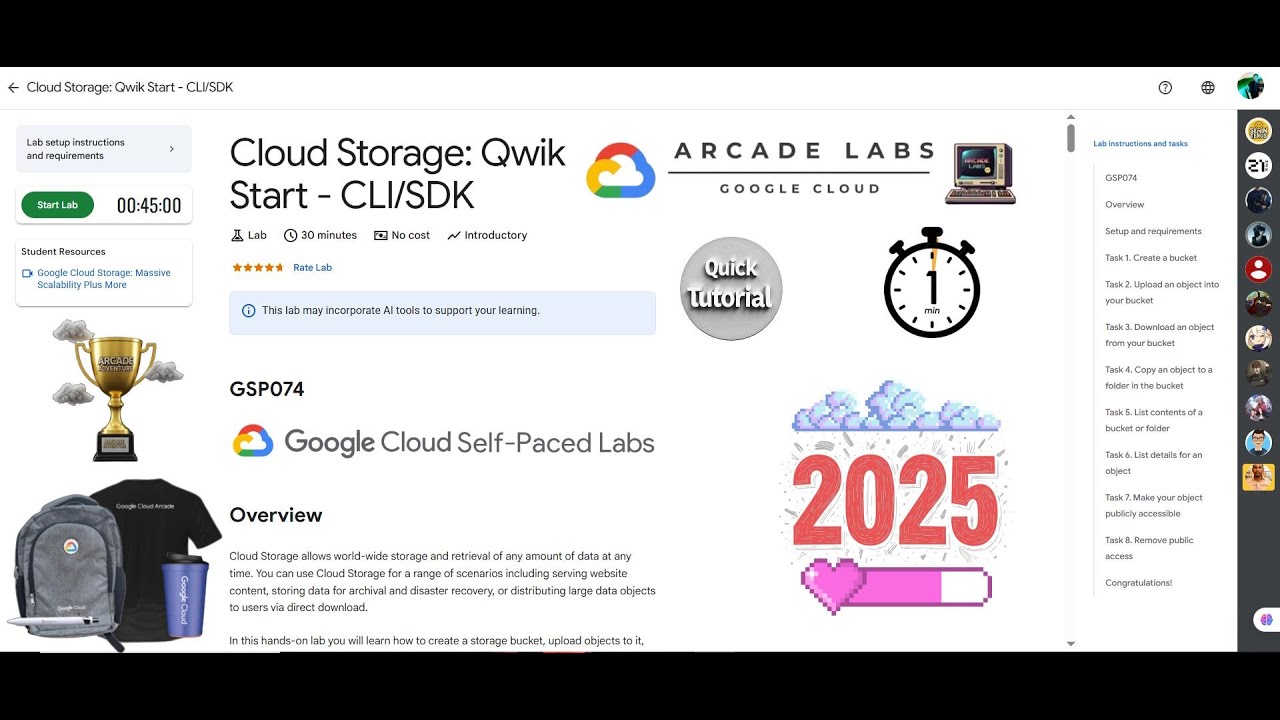 [NEW2025] Cloud Storage: Qwik Start - CLI/SDK || #GSP074 || #qwiklabs || Google Cloud Arcade ...