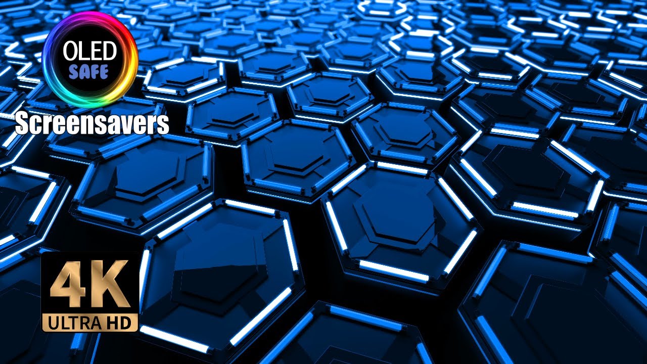 Abstract Screensaver - Blue Hexagons - Modern - 10 Hours - 4k - OLED ...