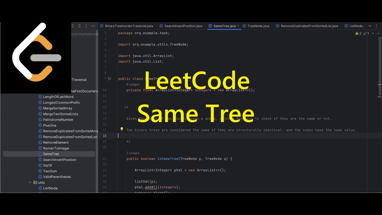 Leetcode Same Tree Youtube 9914