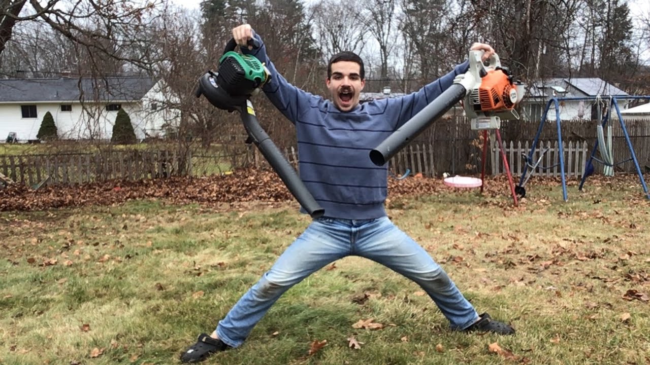 EXTREME LEAF BLOWER FUN!!!!!!!!!!!!! - BLOWING LEAVES WITH WEED EATER ...