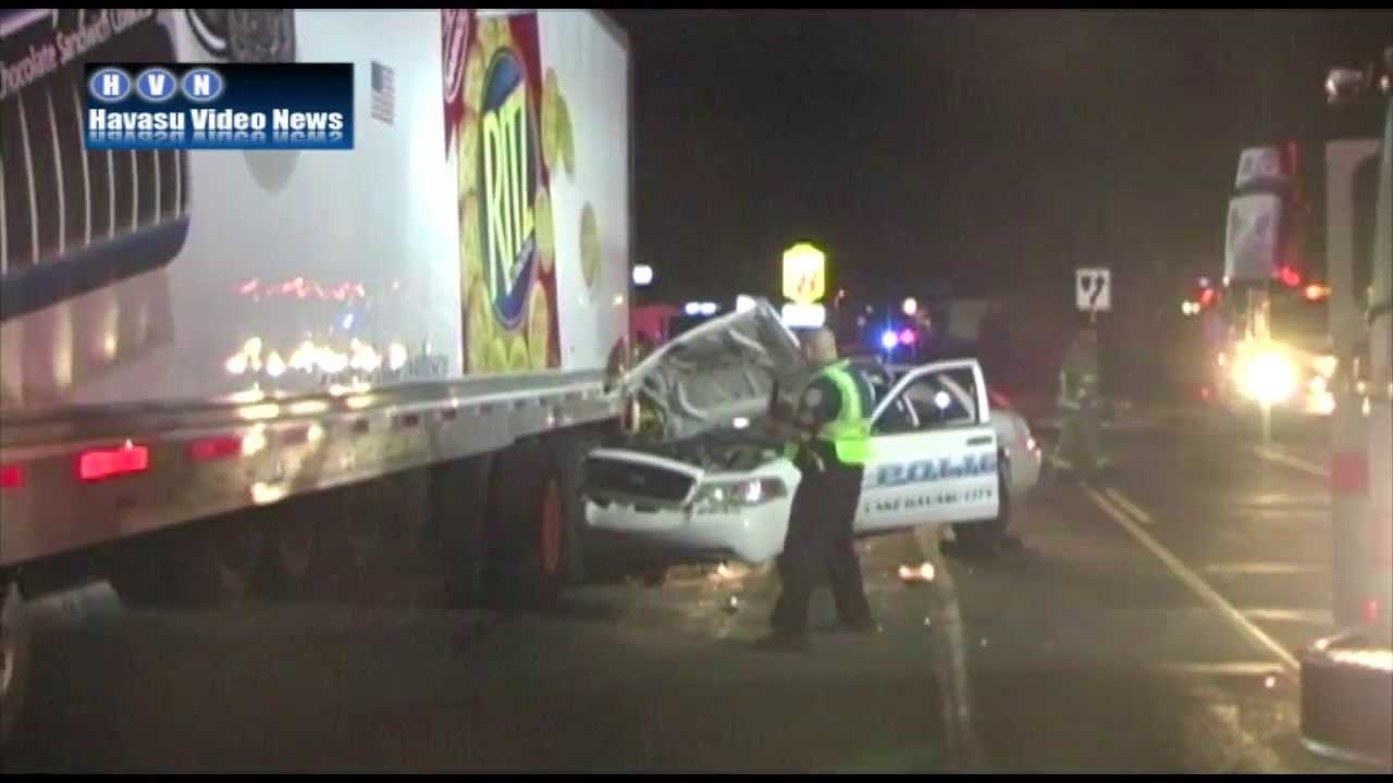 Police Car Rear Ends Semi - YouTube